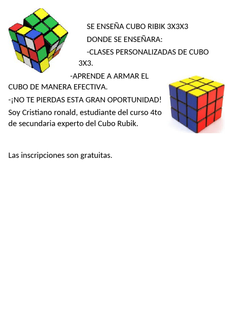 Se Enseña Cubo Ribik 3x3x3 | PDF