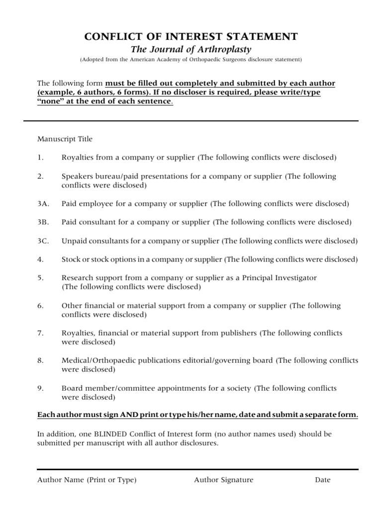 Conflict of Interest Statement - Yarth | PDF