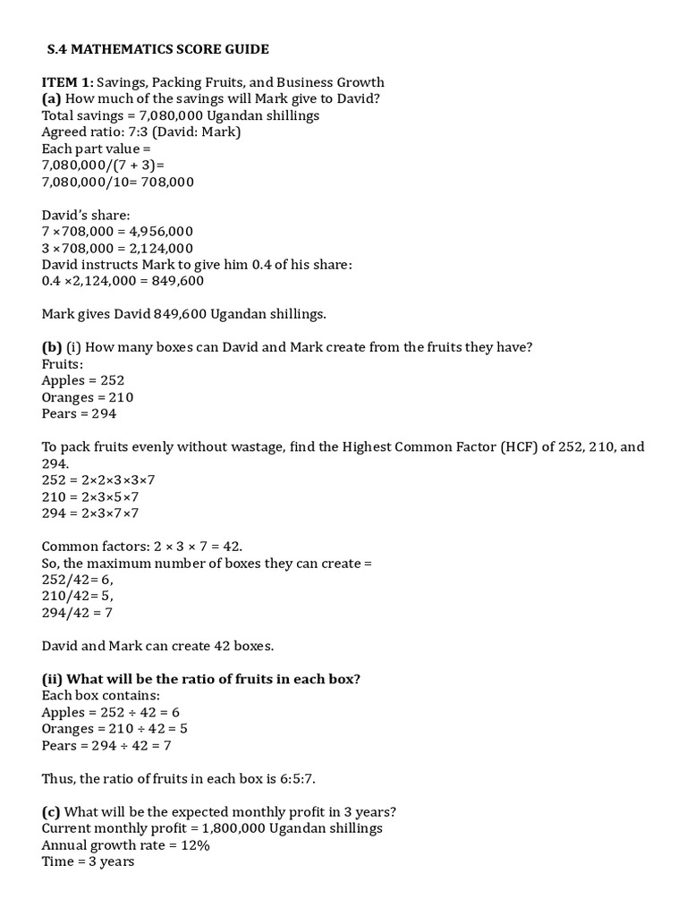 S4 Math 1 Eot 1 Guide 2025 | PDF | Mathematics