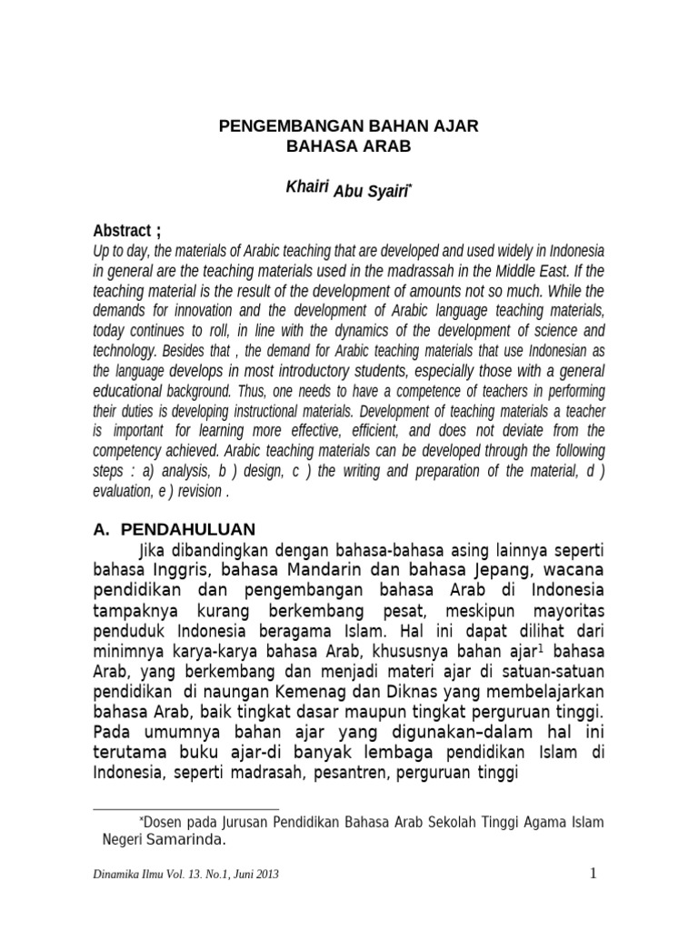 Pengembangan Bahan Ajar Bahasa Arab | PDF