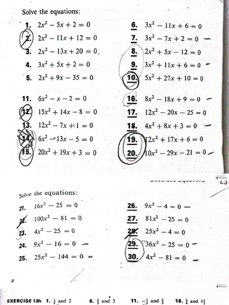 Quadratic Equations Practice Qus&ans | PDF