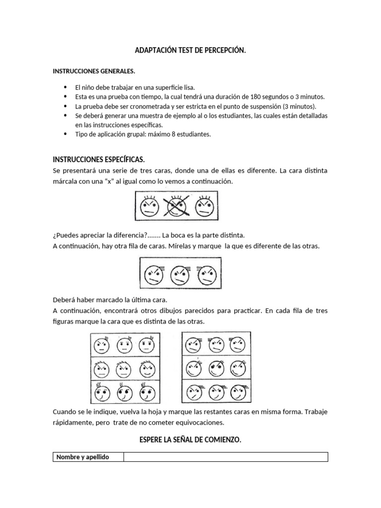 Test Percepción (Caras-R) | PDF