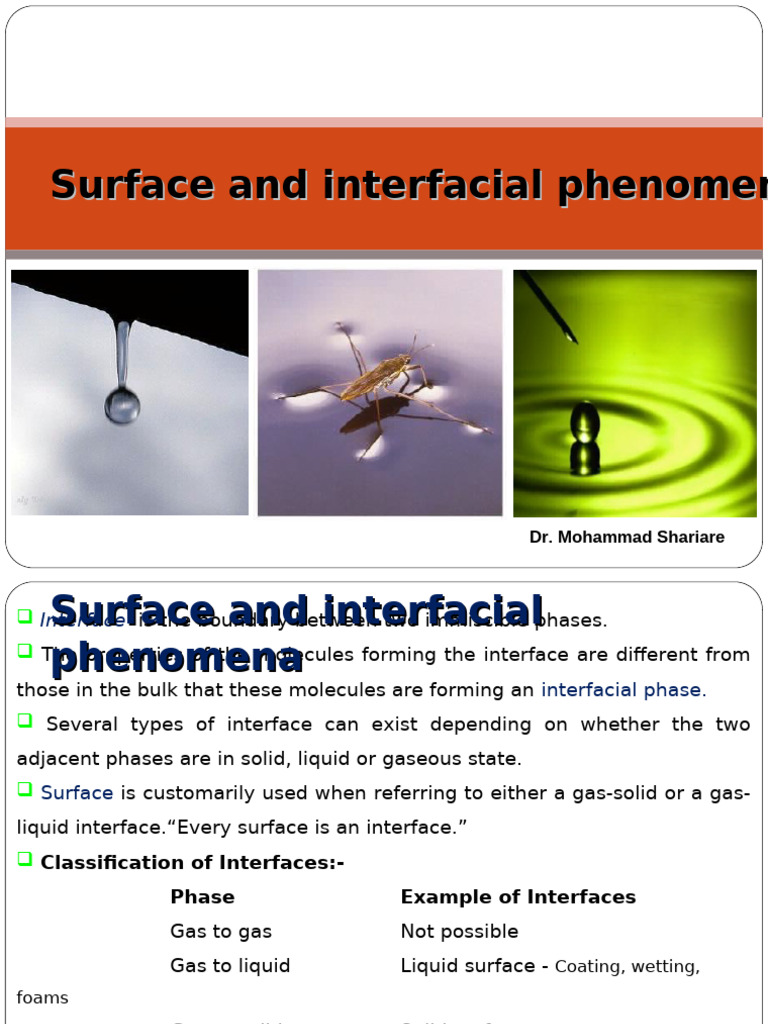 Surface and Interfacial Phenomena | PDF | Surfactant | Surface Tension