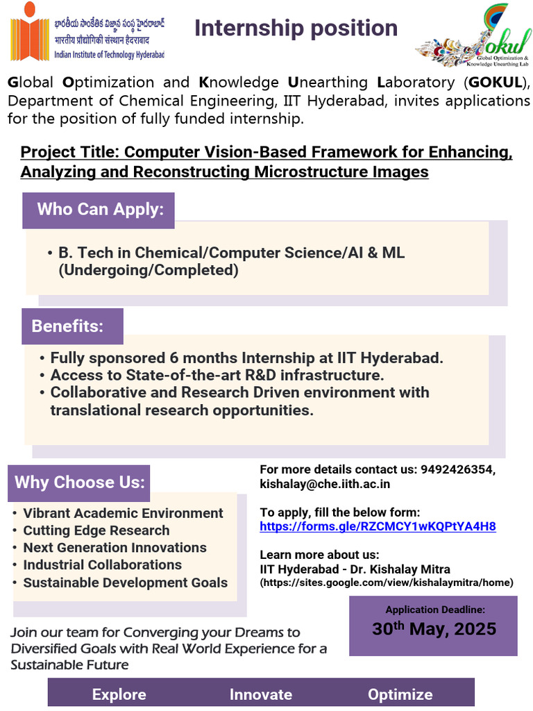 Internship Flyer Chemical Iith 2025 | PDF