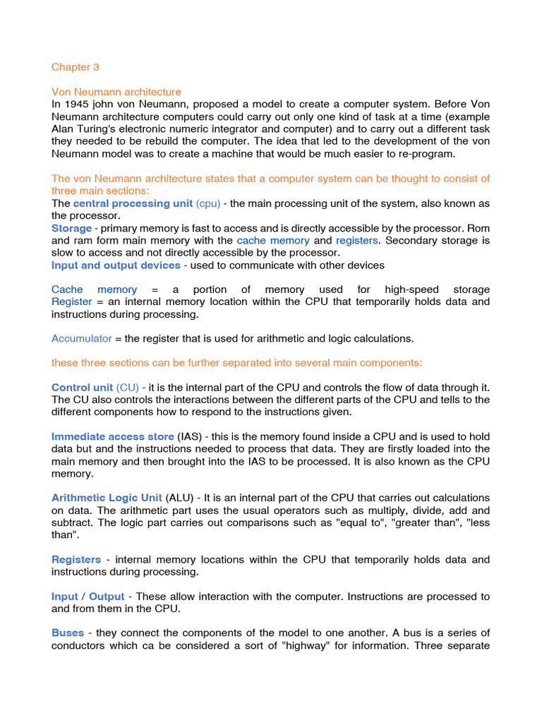 Chapter3 c Omputerscience IGCSE | PDF | Central Processing Unit | Computer Data Storage