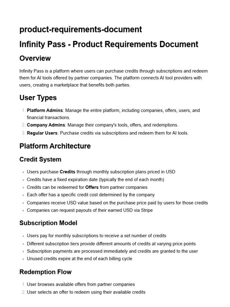 Product Requirements Document | PDF | Credit Card | Subscription ...