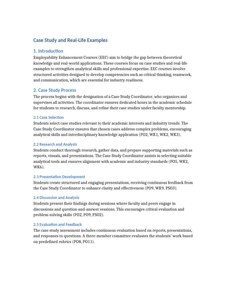 Case Study Document With PO PSO | PDF | Evaluation | Intelligence