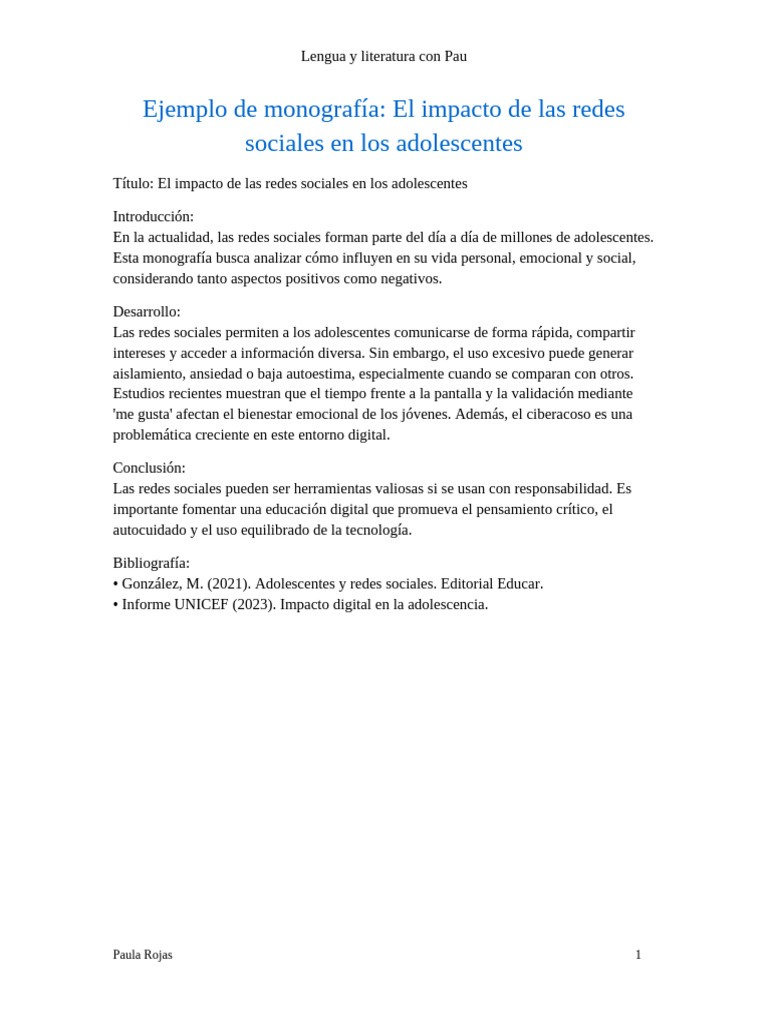 Ejemplo Monografia Redes Sociales | PDF