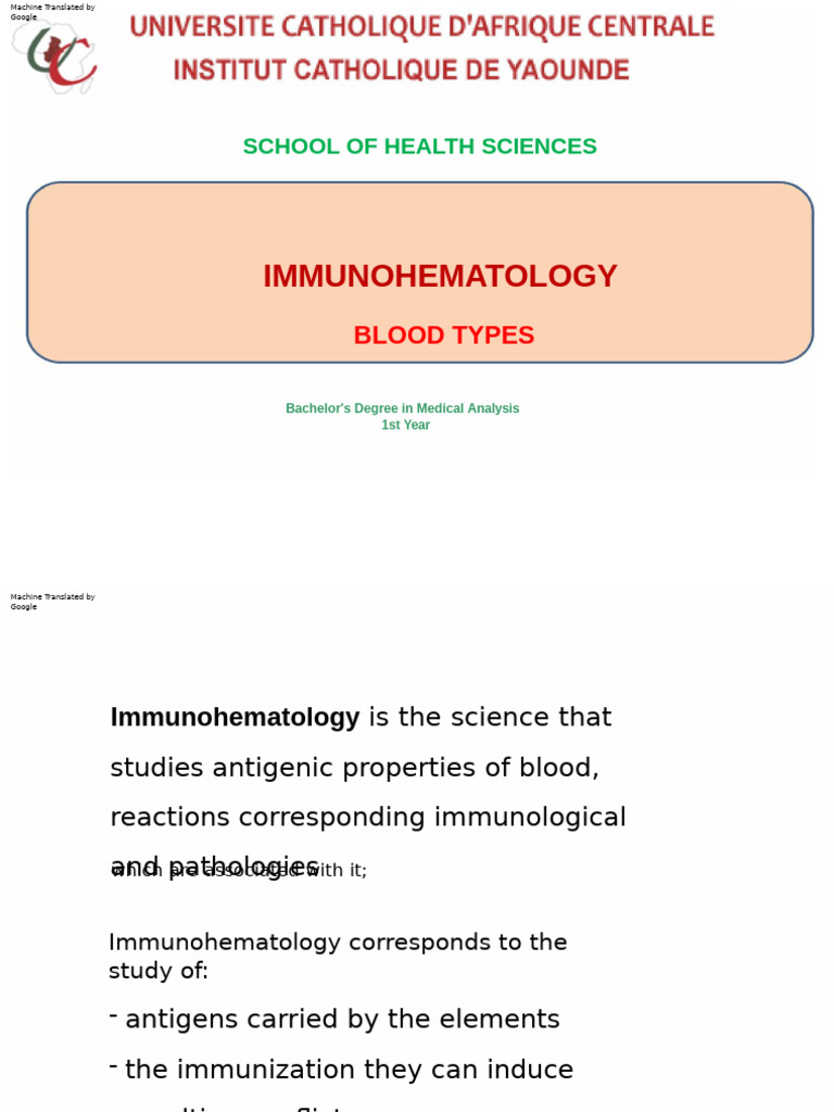 IMMUNOHEMATOLOGY Presentation BMA 1 | PDF | Blood Type | Antibody