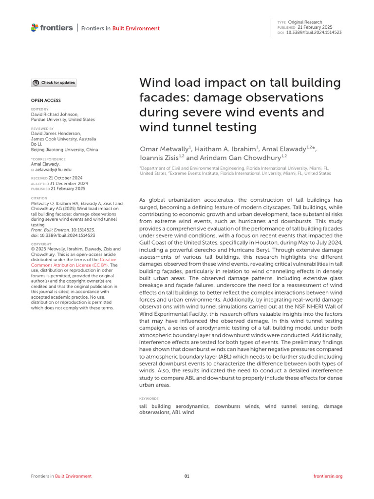 Wind load impact on tall building facades: damage observations during ...