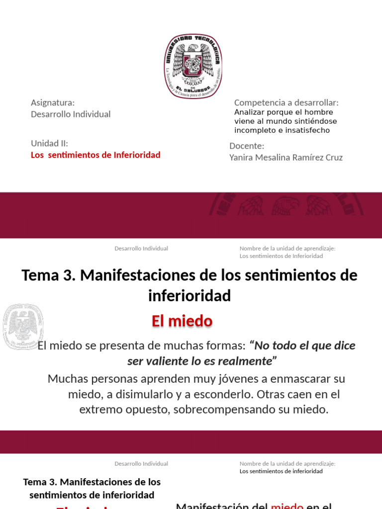 Tema 3 Unidad II Desarrollo Individual.cont.2.3.2 Miedos | PDF | Ira | Temor