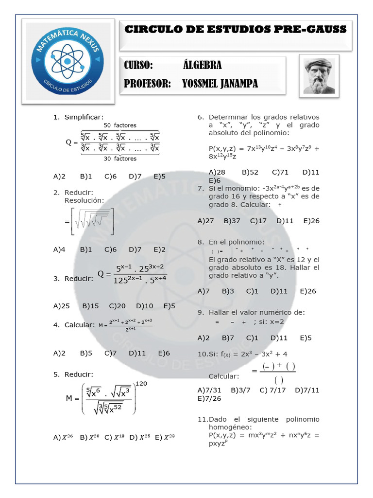 Gauss Álgebra | PDF | Álgebra | Álgebra abstracta