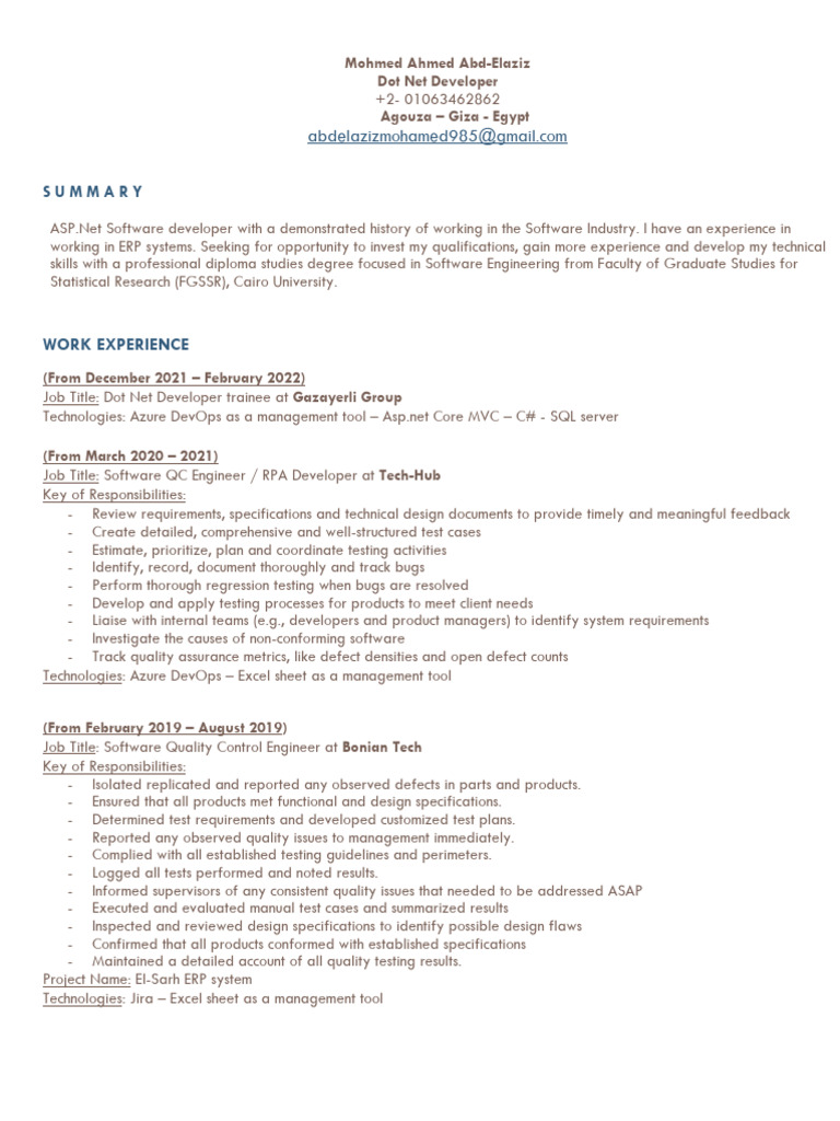 Mohamed Abdelaziz-CV 2022 I | PDF | Search Engine Optimization | Software Engineering