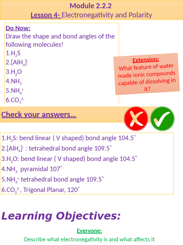 Lesson 4 Polarity and Electronegativity | PDF | Chemical Polarity ...