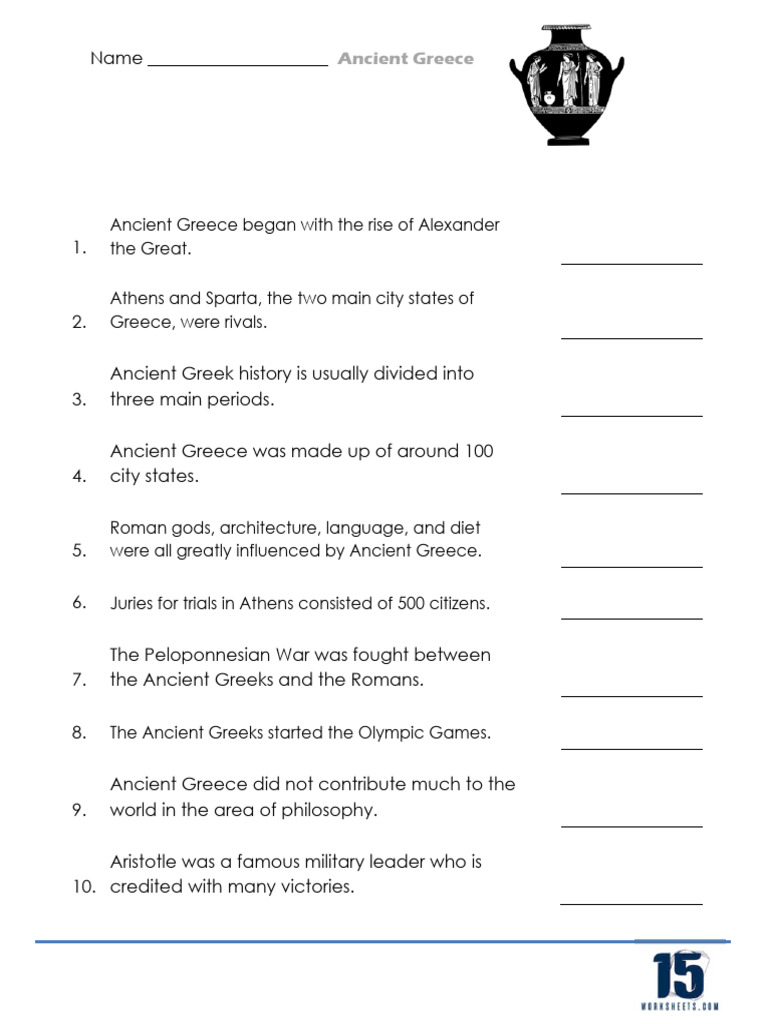 Ancient Greece True or False Quiz | PDF