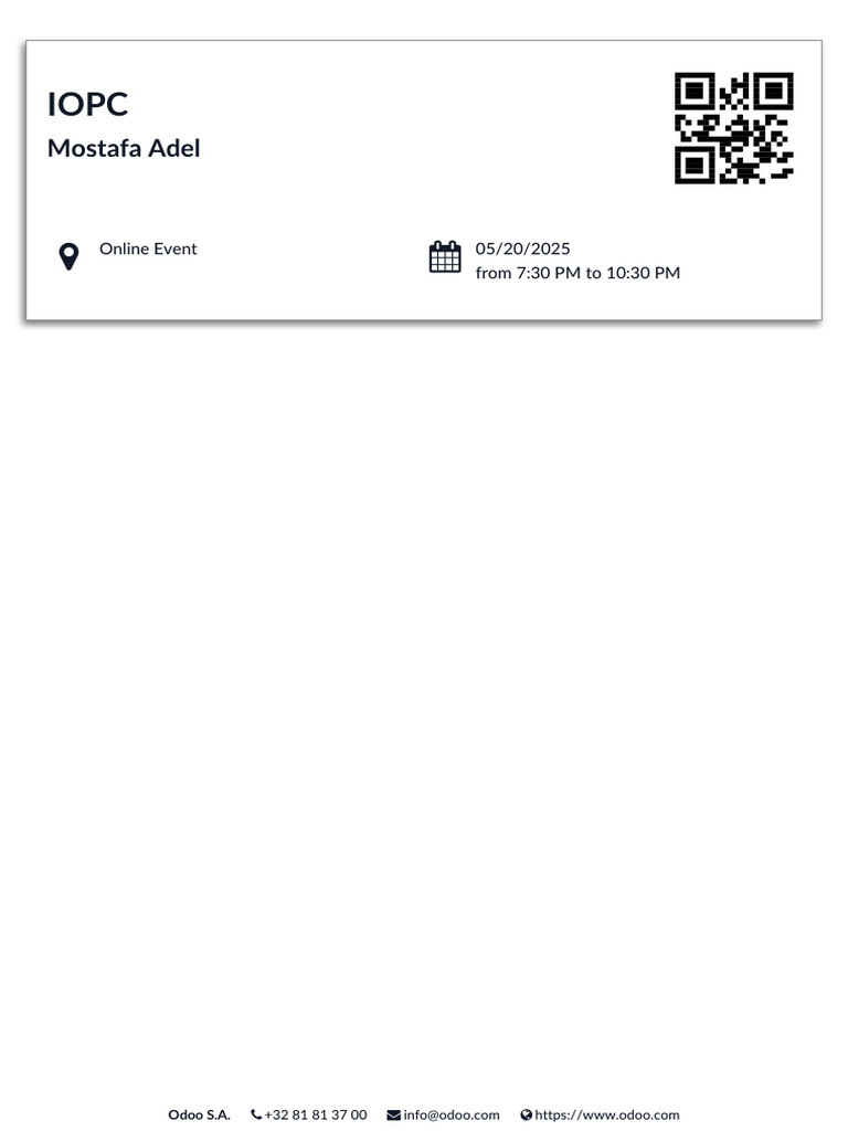 Tickets - IOPC (May 20, 2025, 7-30-00 PM) - Mostafa Adel | PDF
