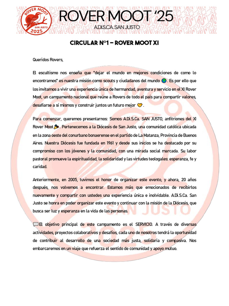 Circular 1 - Xi Rover Moot Sj2025 | PDF | Exploración