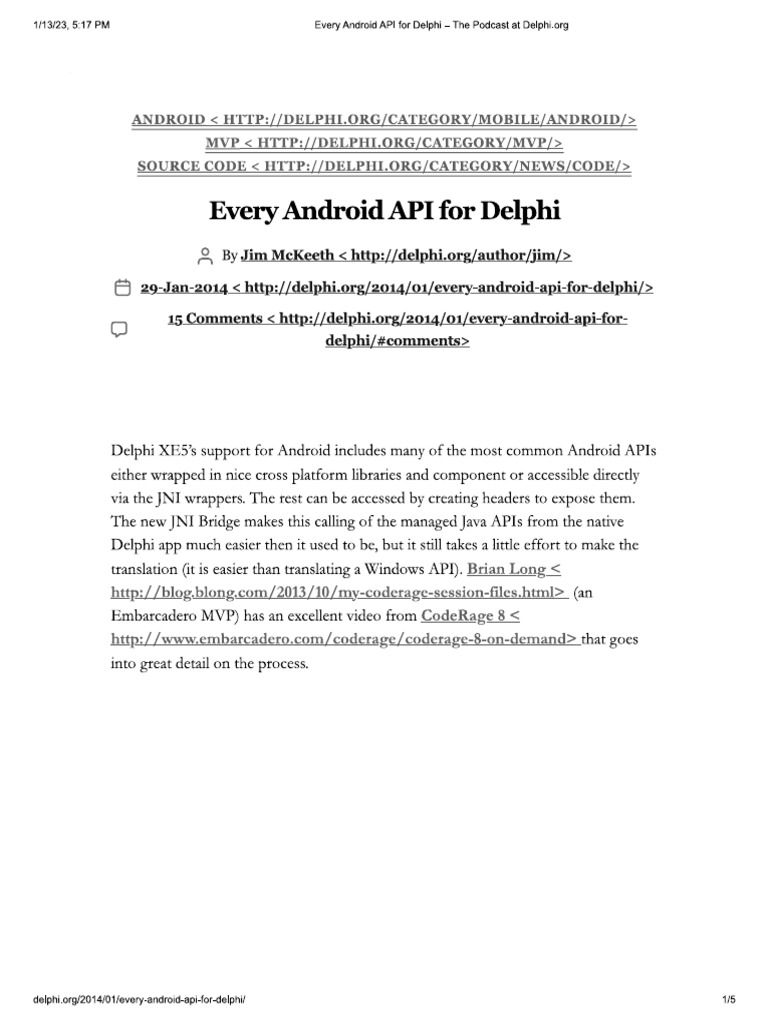 Every Android API For Delphi | PDF