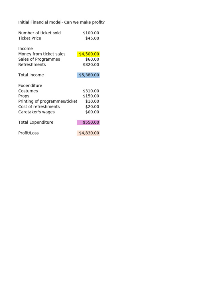 Initial Financial Model | PDF