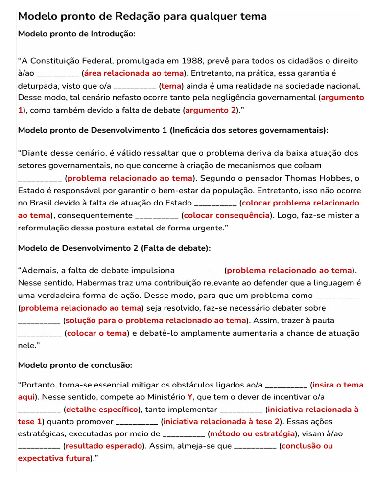 Modelo Pronto de Redação para Qualquer Tema - PDF - 20250414 - 215304 ...