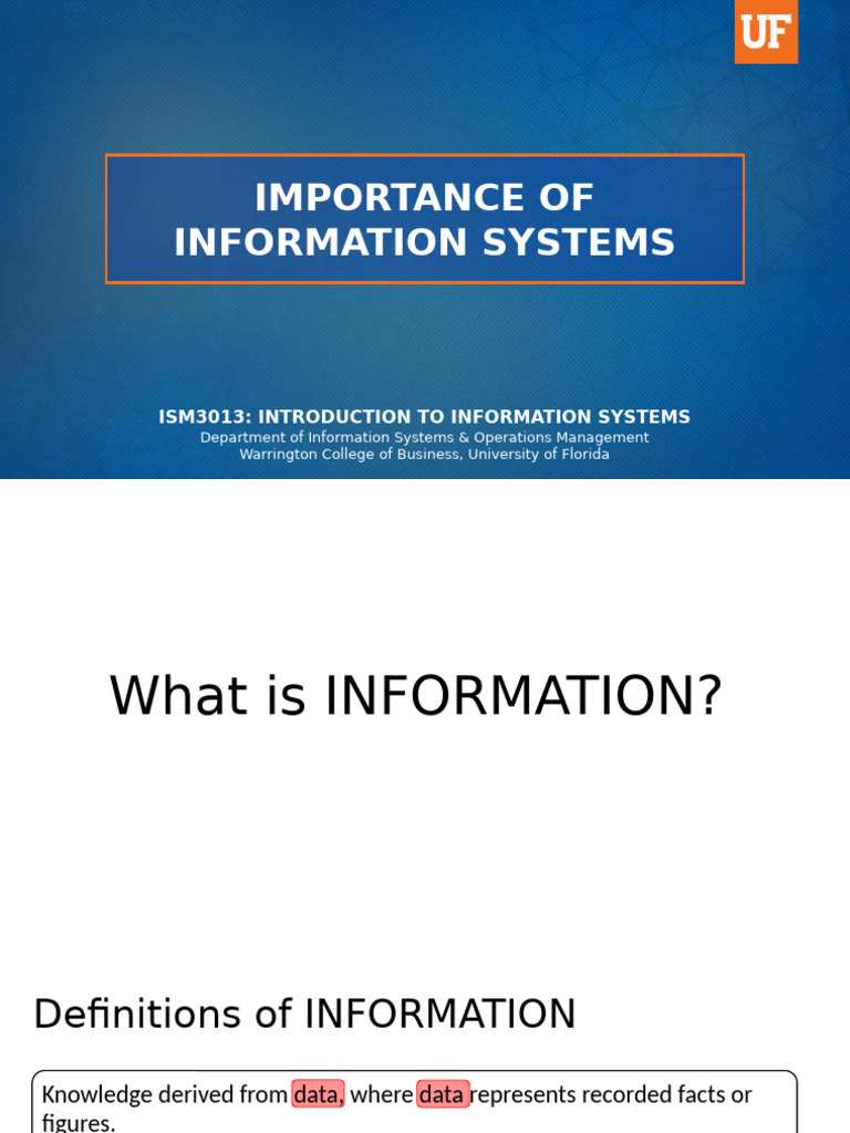 1.1 Importance of Is | PDF | Data | Information