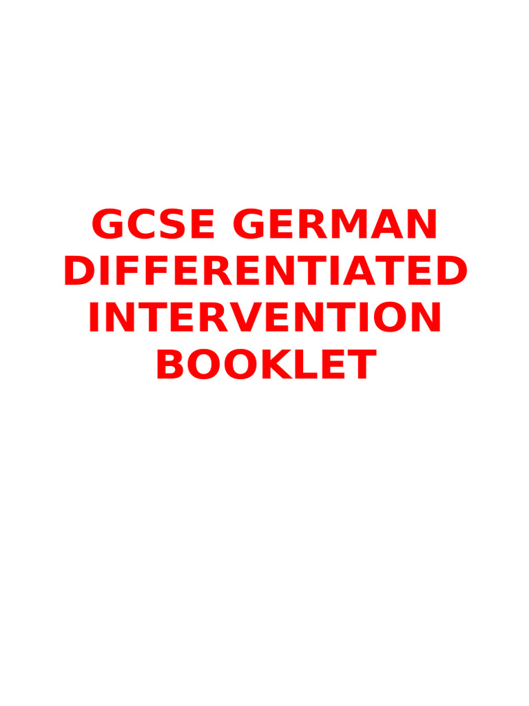 GCSE German Grammar: Word Order & Plurals | PDF | Perfect (Grammar ...