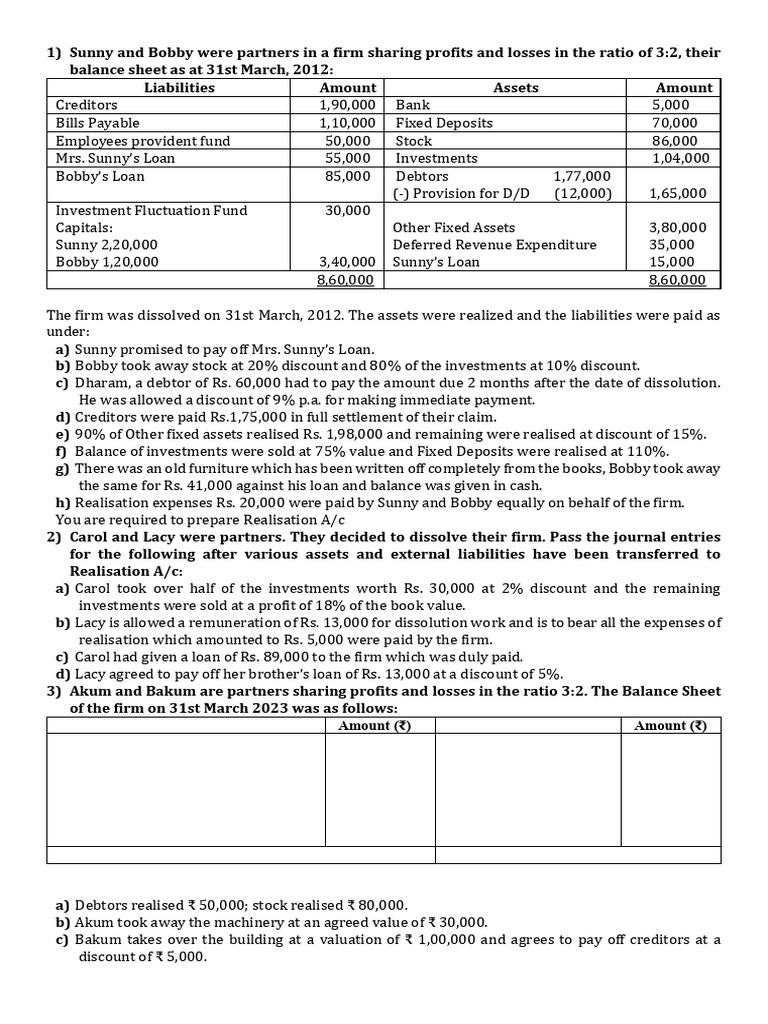 Dissolution Work Sheet Sample Paper and Cbse Paper | PDF | Expense ...