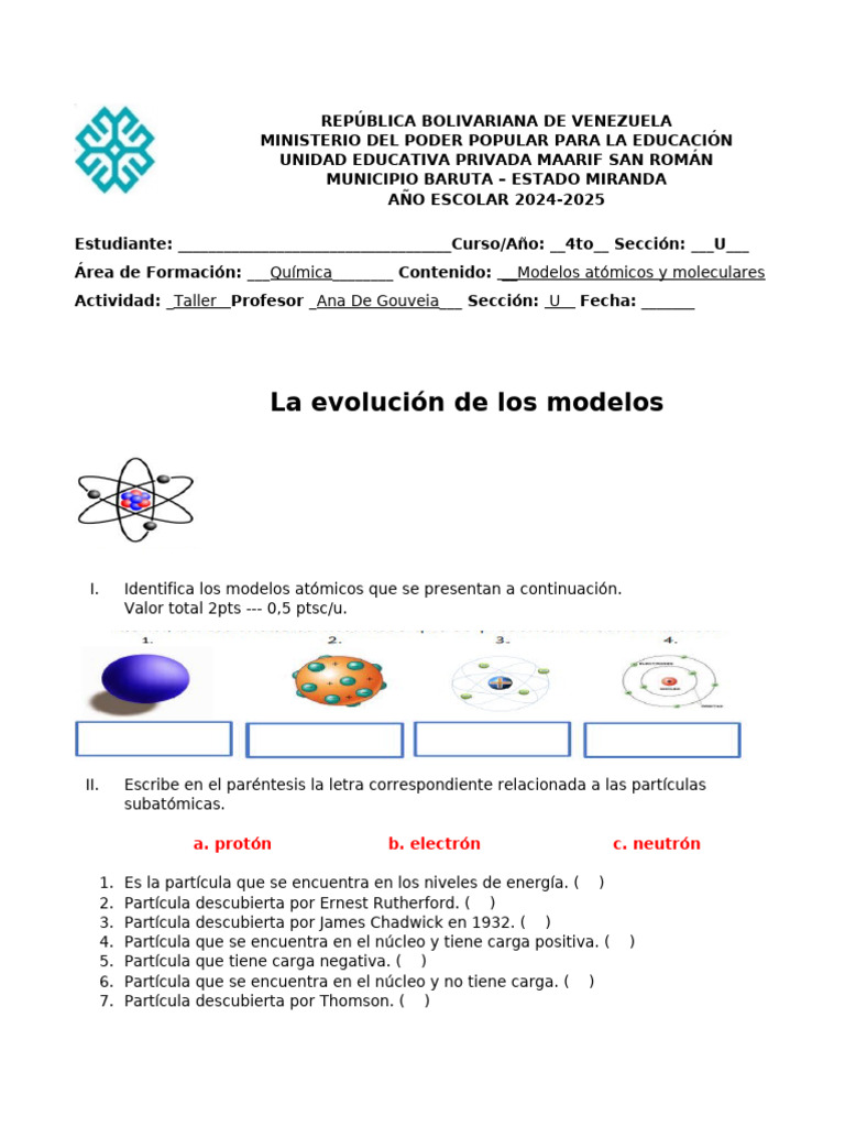 Actividad 3. Modelos Atómicos | PDF | Núcleo atómico | Partículas fisicas