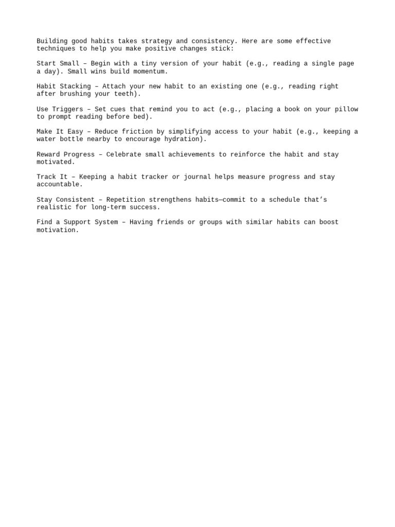Effective Strategies for Building Habits | PDF
