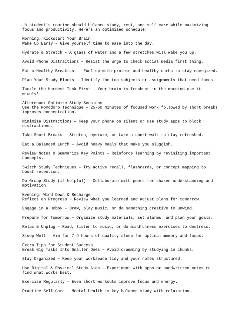 Effective Student Study Routine Guide | PDF