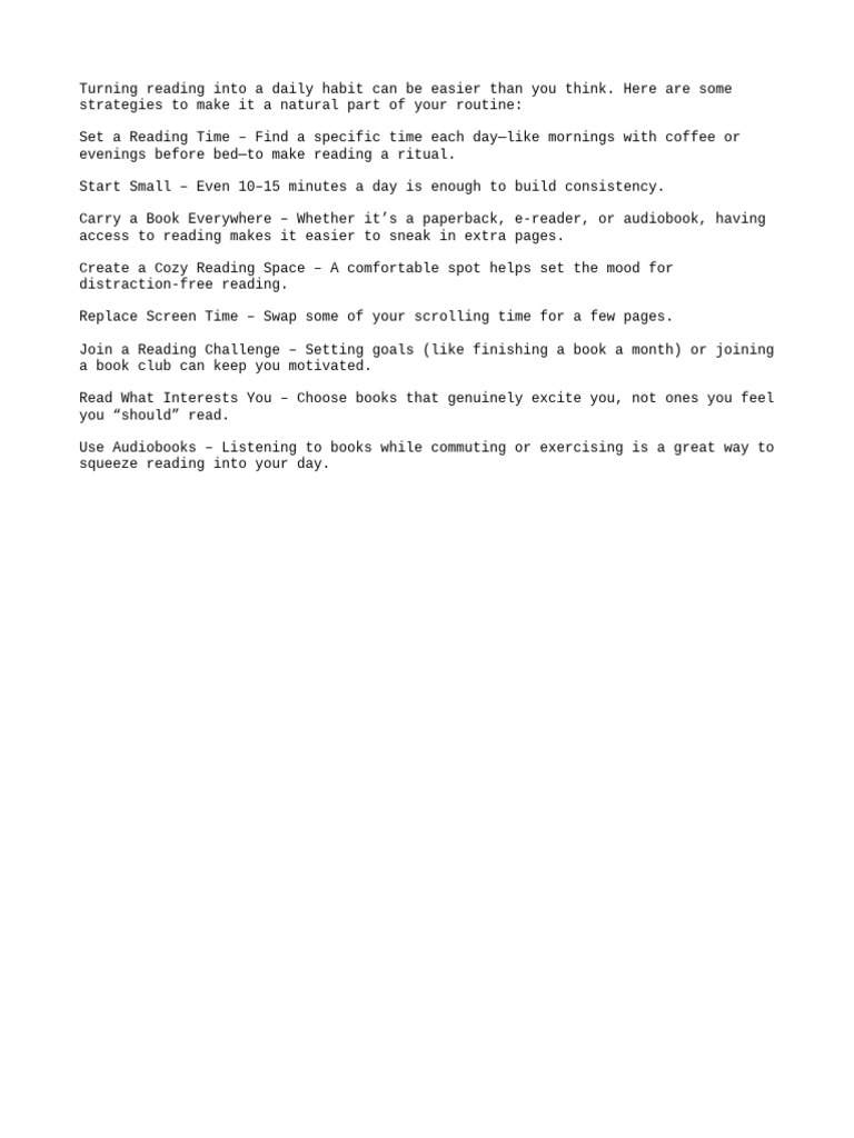 Daily Reading Habit Strategies | PDF