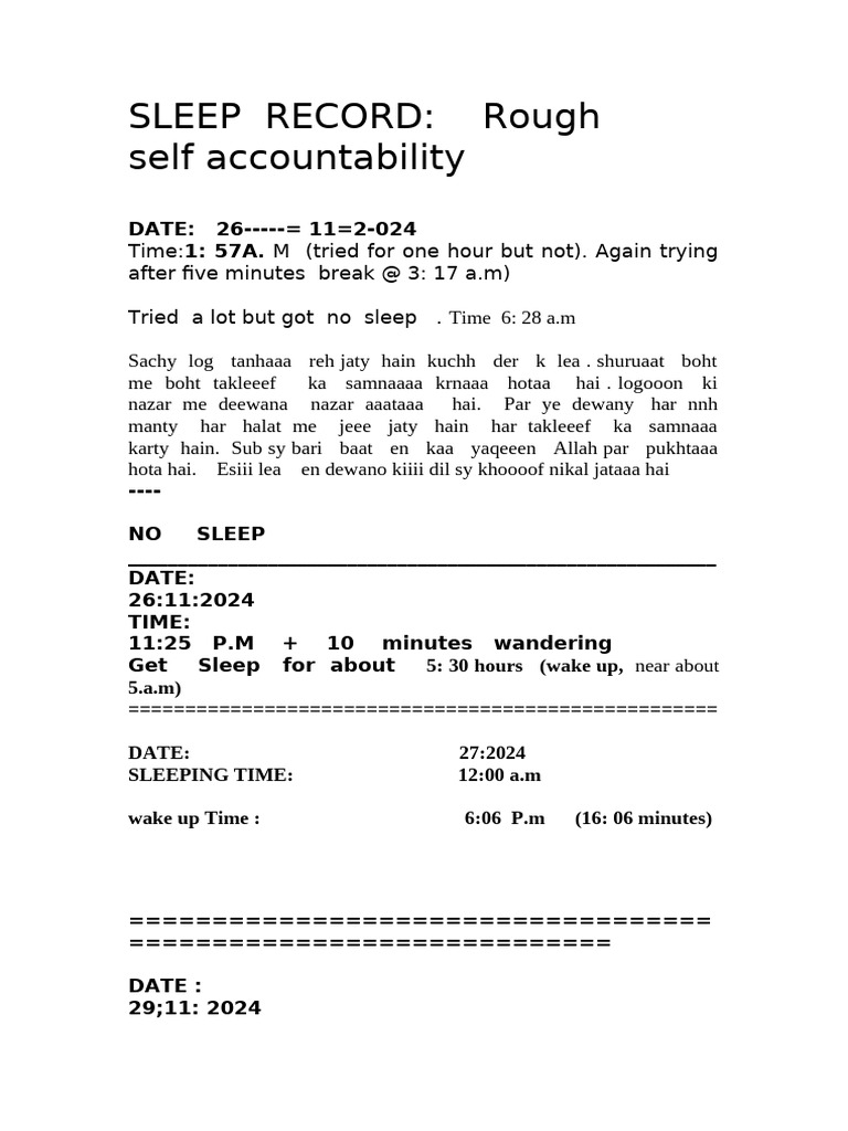 Sleep Record | PDF