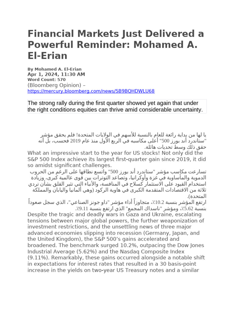 Financial Markets Just Delivered A Powerful Reminder | PDF | Federal ...
