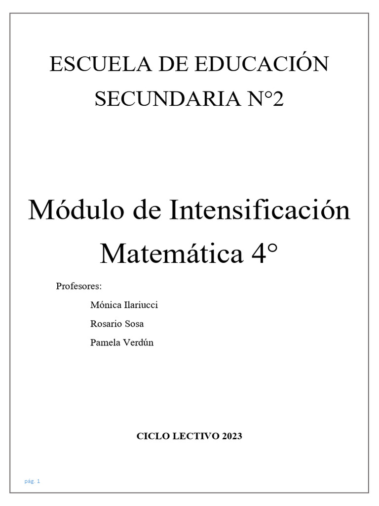 Media 2 4 - M-Dulo de Intensificaci-N - Matem-Tica | PDF | Función (Matemáticas) | Ecuaciones