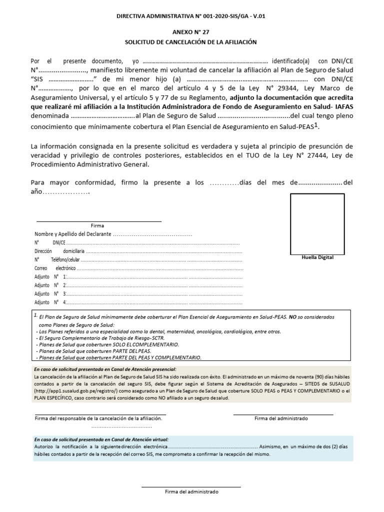 Solicitud de Cancelación Anexo 27 SIS | PDF | Negocios | Finanzas y dinero