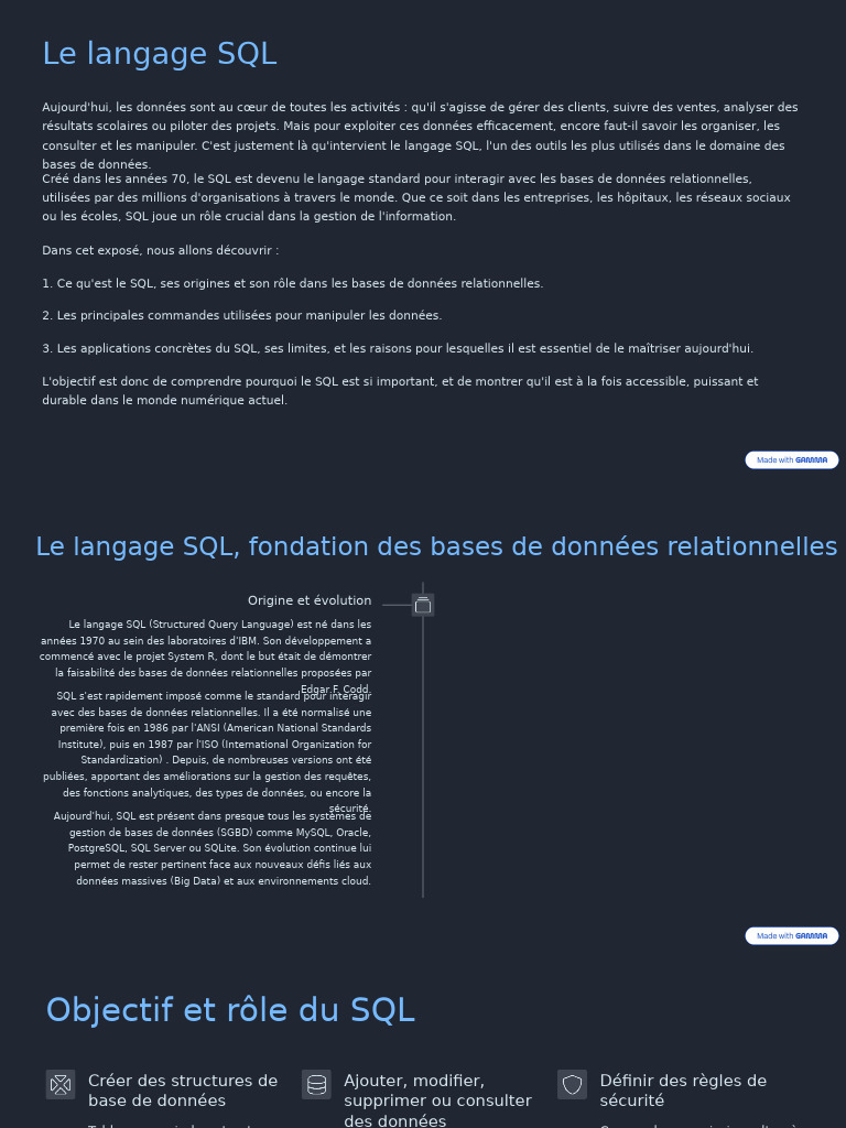 Introduction au langage SQL | PDF | SQL | Bases de données
