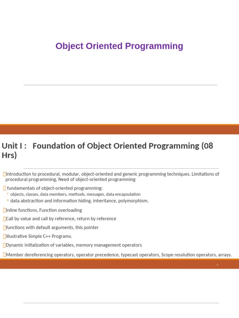 OOP Unit1 for Students | PDF | Object Oriented Programming | Class (Computer Programming)