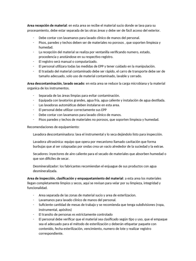 Recepción y procesamiento de material contaminado | PDF | Lavabo ...