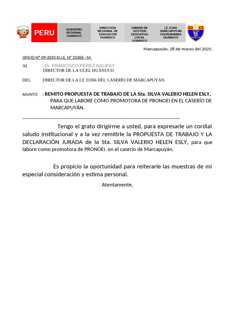 Oficio de Remision de Propuesta | PDF