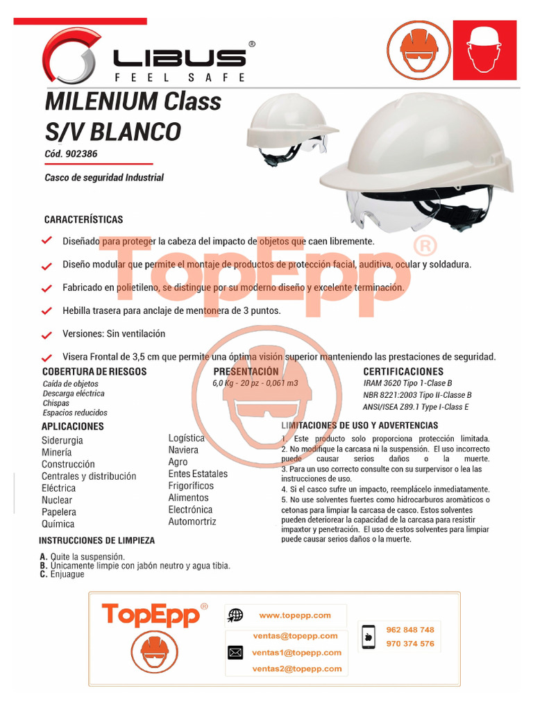 Casco Millenium Class - Libus - TopEpp S.A.C. | PDF