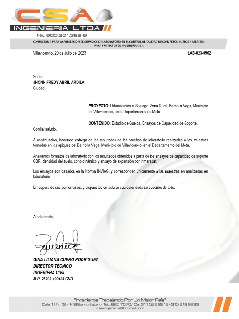 Lab-023-0902 Apiques CBR Vega 29-07-23 | PDF | Hormigón