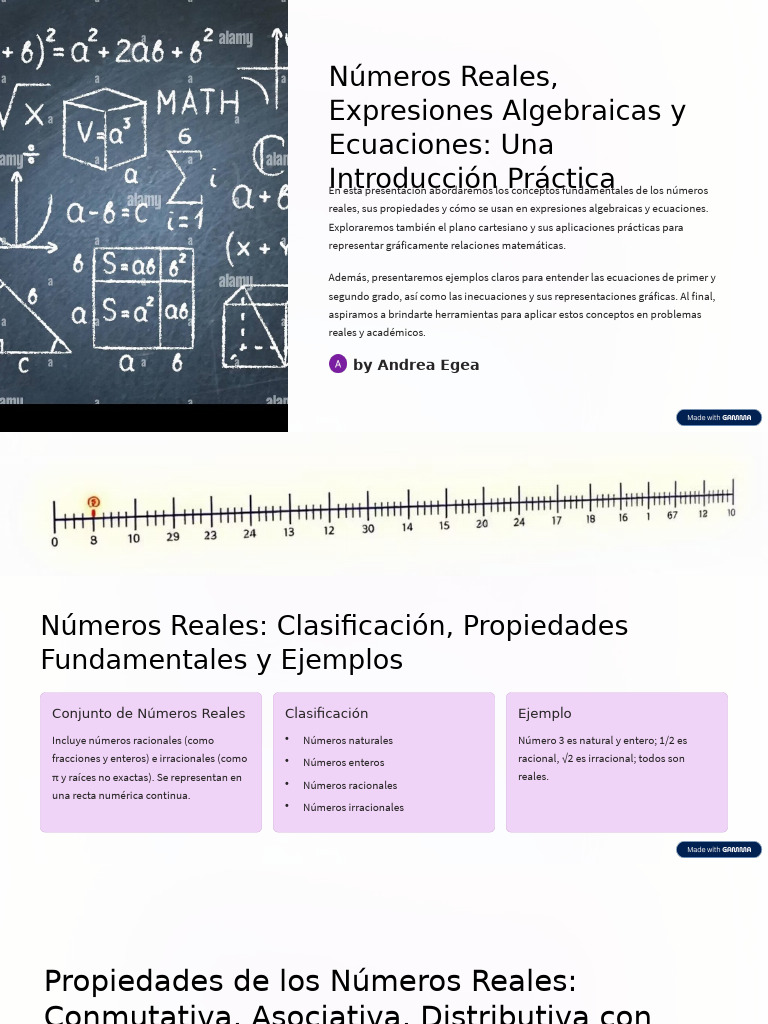 Numeros Reales Expresiones Algebraicas y Ecuaciones Una Introduccion ...