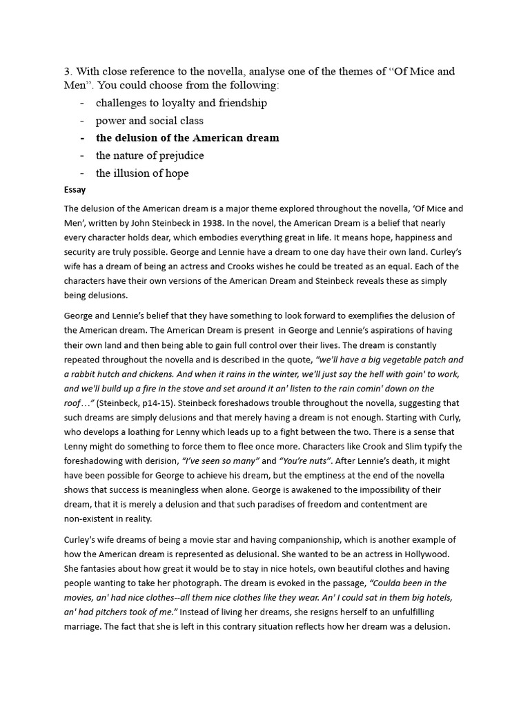 Analysis of Theme In"of Mice and Men" | PDF
