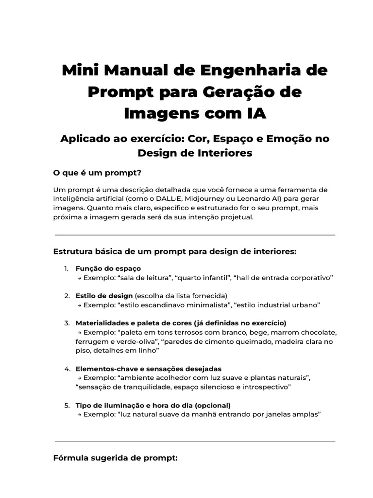 Mini Manual de Prompts para Design de Interiores | PDF | Cor