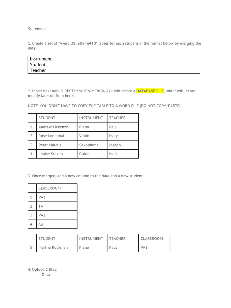 Mailing 6 - Music Merging Labels | PDF