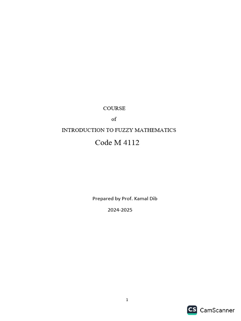 Introduction To Fuzzy Mathematics | PDF | Function (Mathematics) | Set ...