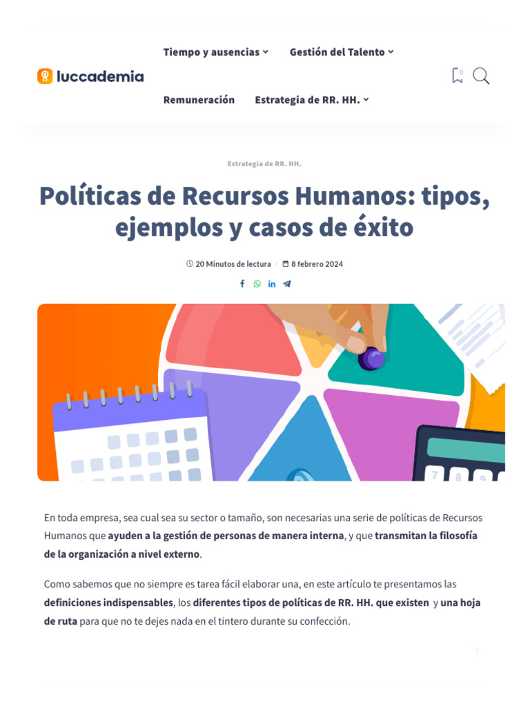 Políticas de Recursos Humanos - Tipos, Ejemplos y Casos de Éxito | PDF | Gestión de recursos ...