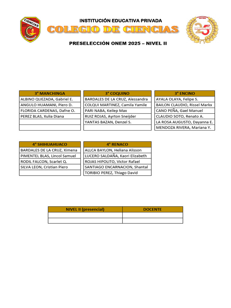 Onem Nivel 2 - 2025 | PDF