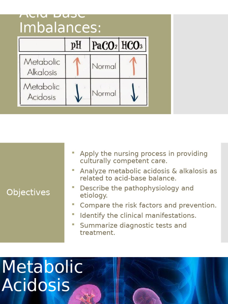 Notes on Metabolic Acidosis & Alkalosis | PDF | Diseases And Disorders ...