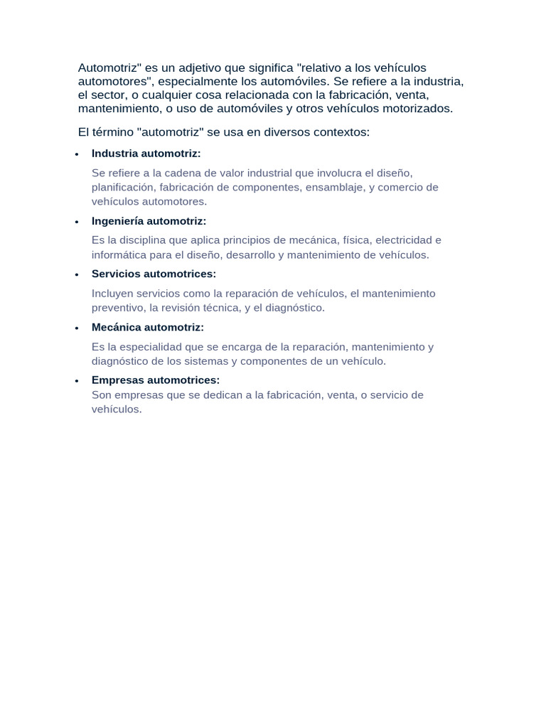 Definición y Contexto del Término Automotriz | PDF